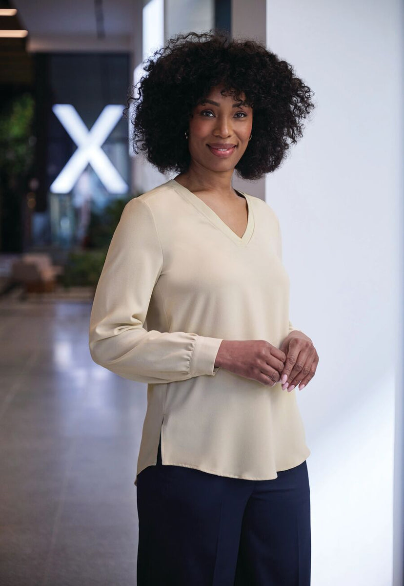Como V'Neck Crepe De Chine Blouse – First Corporate Clothing